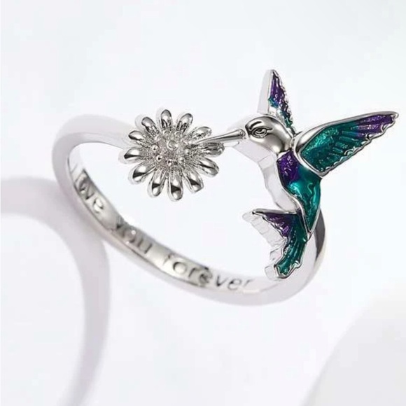 Jewelry | I Love You Forever Ring Daisy And Hummingbird Size 7 New ...